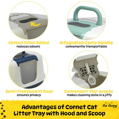 CAT CENTRE Grey Corner Hooded Litter Tray