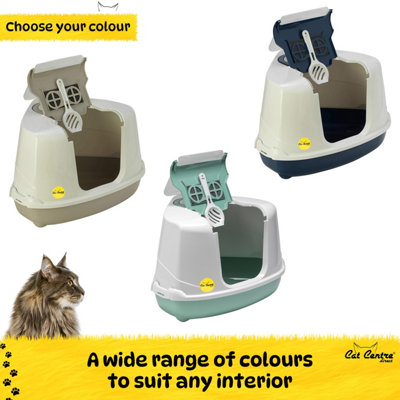 CAT CENTRE Grey Corner Hooded Litter Tray
