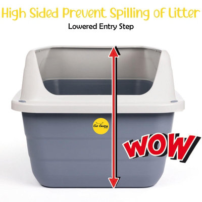 CAT CENTRE Jumbo Cat Litter Tray - Extra Deep Anti-Spillage Box