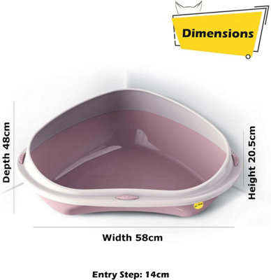 CAT CENTRE Jumbo Corner Anti-Spillage Pet Tray with High Rim Pink