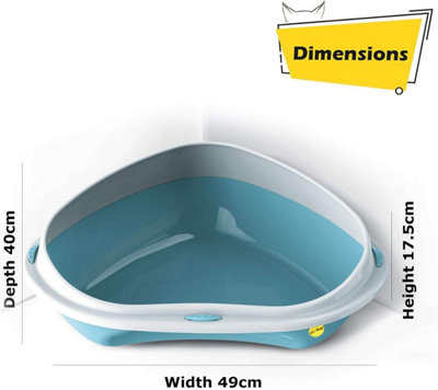 CAT CENTRE Large Blue Corner Litter Tray with High Rim + 2 x Blue Gusto ...