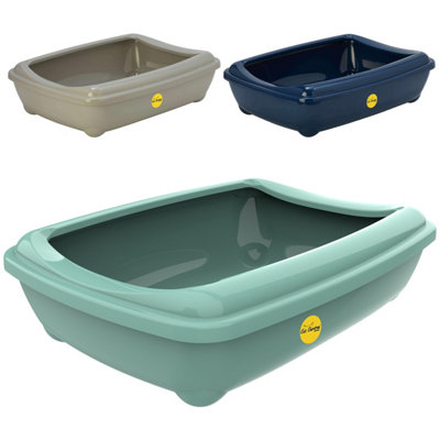 CAT CENTRE Large Oval Pet Litter Tray With Rim Green