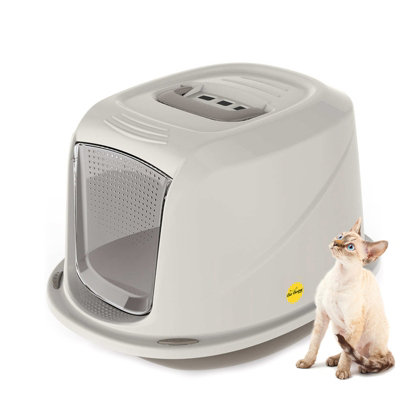 CAT CENTRE Medium Grey Cat Hooded Set: Litter Tray + Scoop + Tray Mat ...