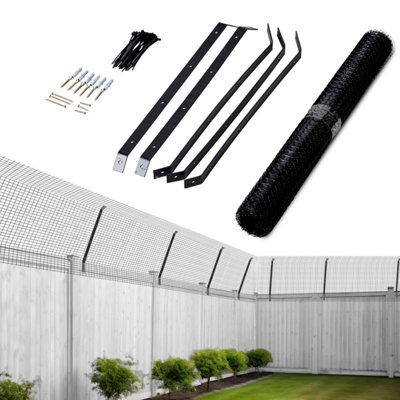 Cat Proof Fence Kit Anti-Climb Garden Barrier with Mesh and Brackets ...