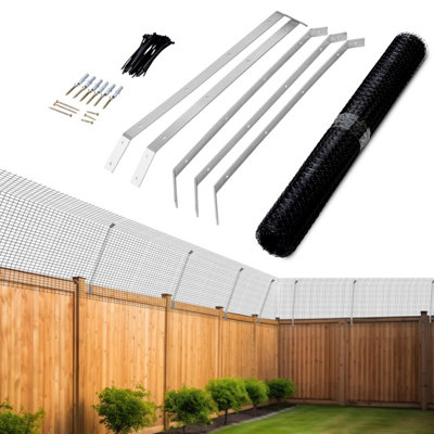 Cat Proof Fence Kit Anti-Climb Garden Barrier with Mesh and Brackets ...
