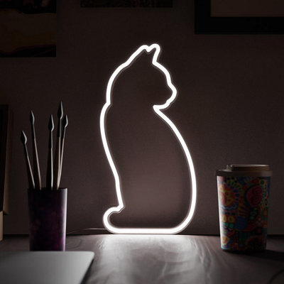 Cat Shaped Neon-Style LED Table Light | DIY at B&Q