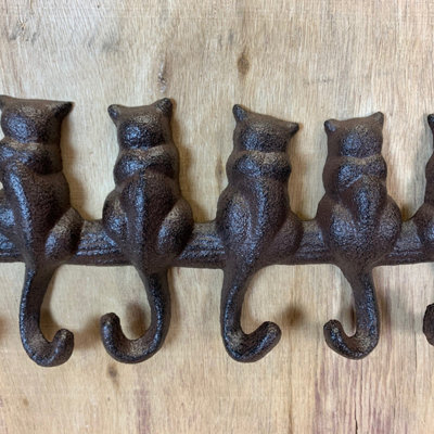 Cat Tail Wall Hook Rack in Cast Iron