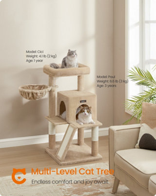 Cat Tree, Cat Tower, Widened Perch for Large Cats, Camel Brown