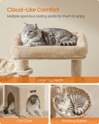 Cat Tree, Cat Tower, Widened Perch for Large Cats, Camel Brown