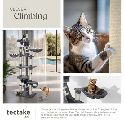 Cat Tree Hansi - 243 to 260 cm, sisal cat scratching posts - grey/white