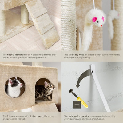 Cat Tree Knuti - 186 cm, sisal cat scratching post - beige