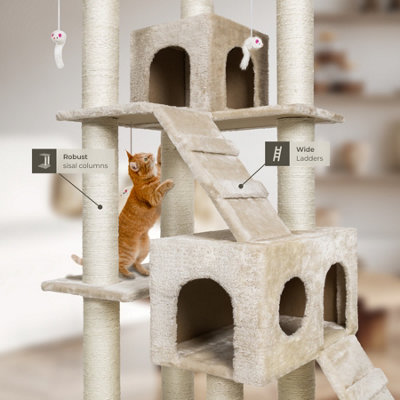 Cat Tree Knuti - 186 cm, sisal cat scratching post - beige