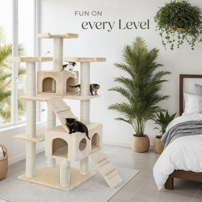 Cat Tree Knuti - 186 cm, sisal cat scratching post - beige