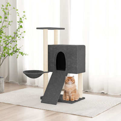 Cat Tree with Sisal Scratching Posts Dark Grey 96 cm