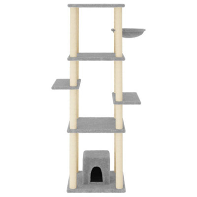 Cat Tree with Sisal Scratching Posts Light Grey 154 cm