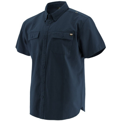 Caterpillar - Button Up S/S Shirt - Blue - Medium | DIY at B&Q
