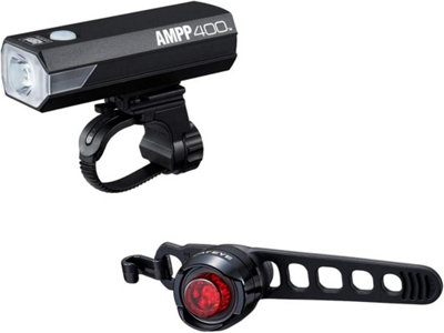 Cateye AMPP 400 Front Light & Orb Rechargeable Rear Light Set