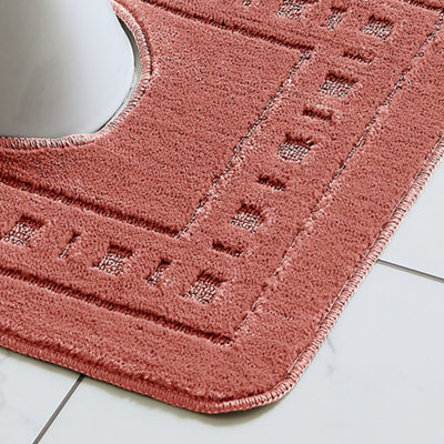 Catherine Lansfield Bathroom Armoni Bath Mat and Pedestal Set Terracotta