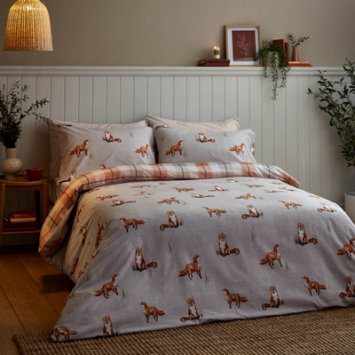 Catherine Lansfield Bedding Brushed Fox Duvet Cover Set with ...