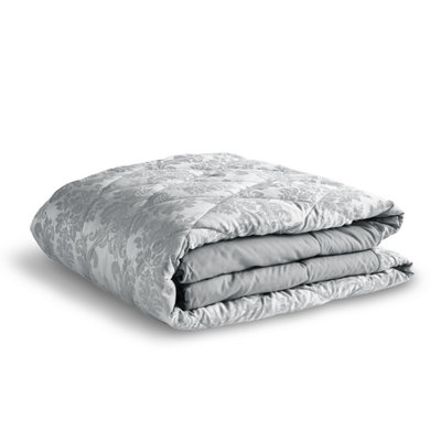 Catherine Lansfield Bedroom Damask Jacquard Quilted 240x260cm Bedspread Silver Grey