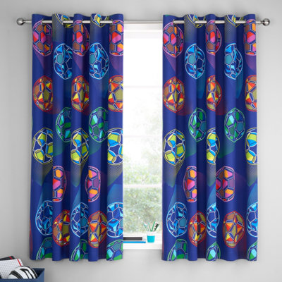 Catherine Lansfield Bright Football Fully Reversible 66x72 Inch Eyelet ...