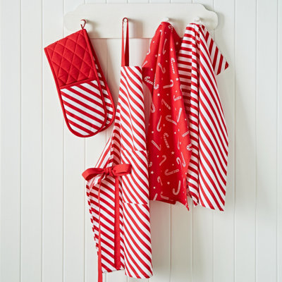 Catherine Lansfield Christmas Candy Cane Cotton 70x80 cm Kitchen Adult ...