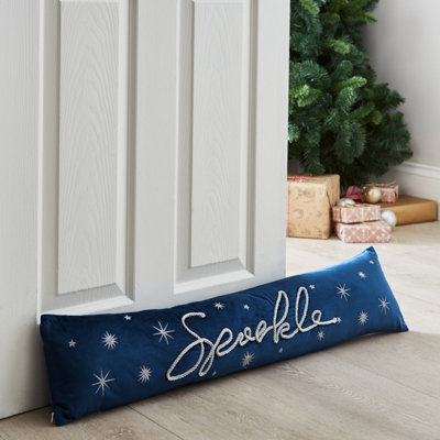 Catherine Lansfield Christmas Sparkle Door Draught Excluder Blue