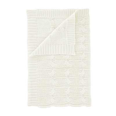 Catherine Lansfield Chunky Marl Knit Cosy 130x170 cm Blanket Throw Cream