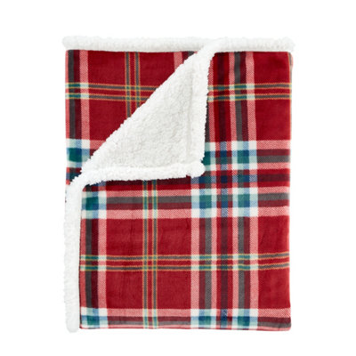 Catherine Lansfield Cosy Kelso Check 130x170 cm Blanket Throw Red