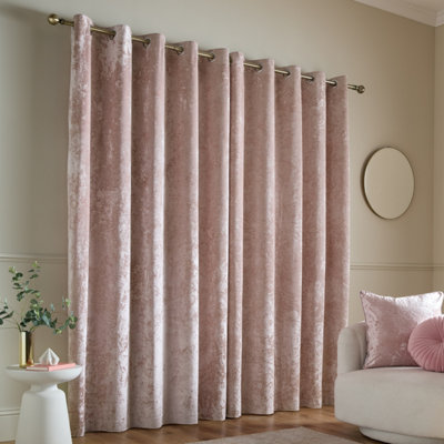 Catherine Lansfield Crushed Velvet 66x90 Inch Lined Eyelet Curtains Two ...