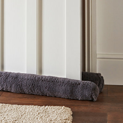 Catherine Lansfield Faux Fur Door Draught Excluder Charcoal Grey | DIY ...