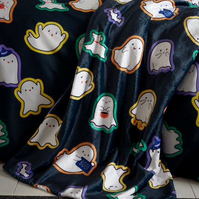 Catherine Lansfield Halloween Ghosts Cosy Fleece 130x170cm Blanket ...