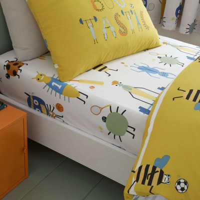 Buy Catherine Lansfield Kids Bedroom Bug Tastic Fitted Sheet 25cm Depth ...