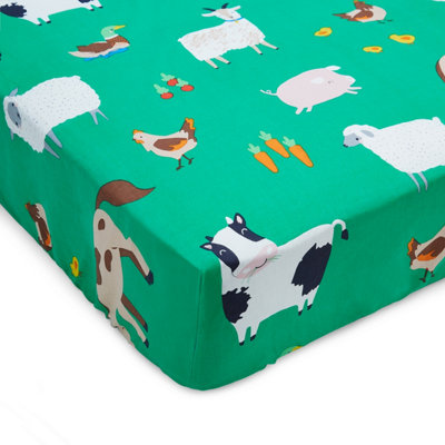 Catherine Lansfield Kids Bedroom Farmyard Animals Fitted Sheet 15cm ...