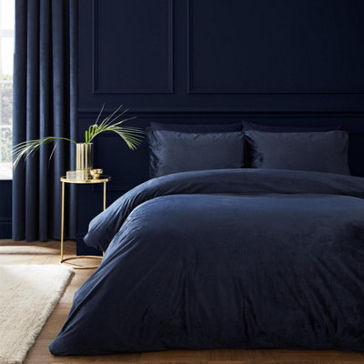 Catherine Lansfield Kingsley Matt Navy Duvet Cover Set King Bedding Set