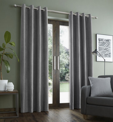 Catherine Lansfield Living Faux Suede 90x90 Inch Eyelet Curtains Two ...