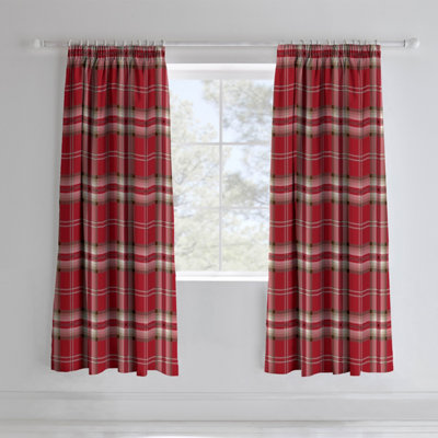 Catherine Lansfield Living Kelso Check 66x72 Inch Pencil Pleat Curtains ...
