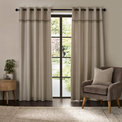 Catherine Lansfield Melville 90x90 Inch Lined Eyelet Curtains Two ...