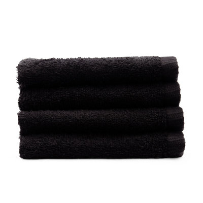 Catherine Lansfield Quick Dry Plain 30x30 cm Face Cloth 4 Pack Black