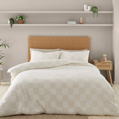 Catherine Lansfield Soft Checkerboard Boucle Duvet Cover Set with ...