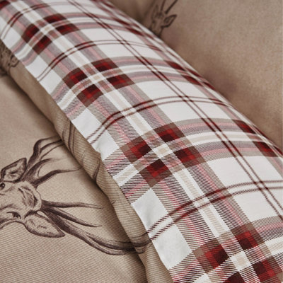 CATHERINE LANSFIELD STAG CHECK REVERSIBLE SINGLE DUVET COVER SET WITH ...