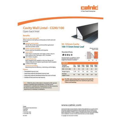 Catnic CG90/100 100mm Cavity Wall Lintel for Reliable Support 900mm