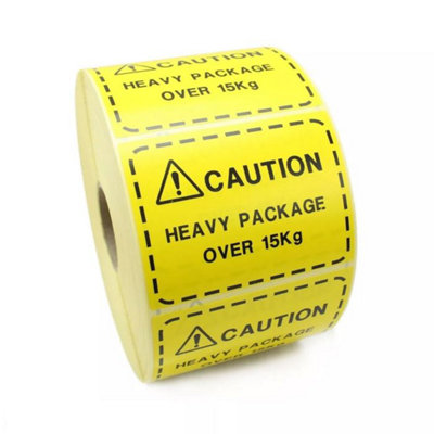 Caution Heavy Package Over 15kg Labels. Ideal for FBA / Warehouse