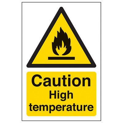 Caution High Temperature Warning Sign - Adhesive Vinyl 200x300mm (x3 ...