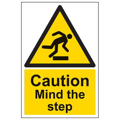 Caution Mind The Step - Warning Sign - Rigid Plastic - 200x300mm (x3 ...