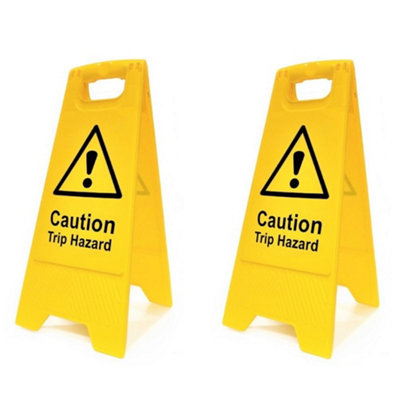 Caution Trip Hazard Floor Sign, Twin Pack - Heavy Duty A Boards, Double ...
