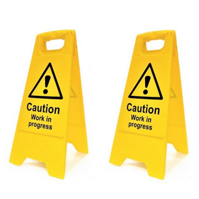Caution Work In Progress A-Frame Floor Sign Double Sided Message Heavy ...