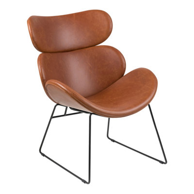 Cazar Lounge Chair with Sledged Legs in Brown