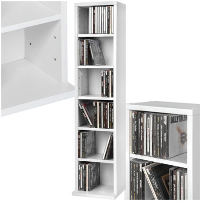 CD DVD Storage Tower Media Display Unit Adjustable Shelves Wood Effect ...