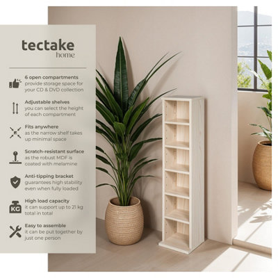 CD Shelf Unit Juliane - 6 height-adjustable shelves for 102 CDs or 27 ...